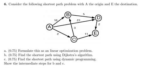 solved 6 consider the following shortest path problem with