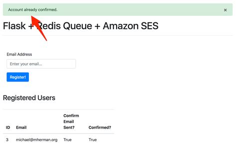 sending confirmation emails with flask redis queue and amazon ses