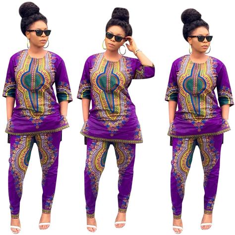 2018 2017 Women African Dashiki Print Stretch Pant Blouse Half Sleeve