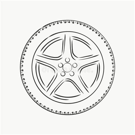 Car Wheel Vector Sketch Icon Isolated On Background Hand Drawn Car