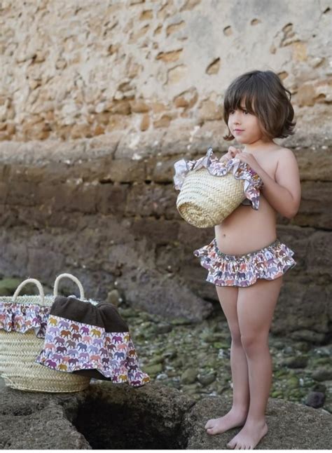 Culetín De Baño De Niña Estampado De Elefantes Balancín Moda Infantil