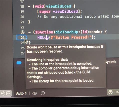 why aren t xcode breakpoints functioning stack overflow