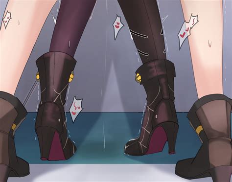 rule 34 2girls black footwear black pantyhose boots brown footwear