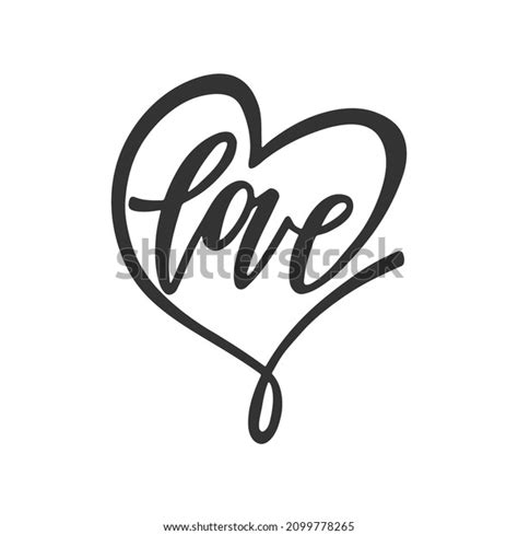 Love Heart Hand Drawn Lettering Phrase Stock Vector Royalty Free