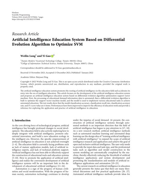 Pdf Artificial Intelligence Education System Based On Differential
