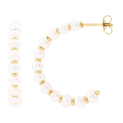 14k Yellow Gold Freshwater Cultured Pearl Accented Hoop Earrings Jj688759y