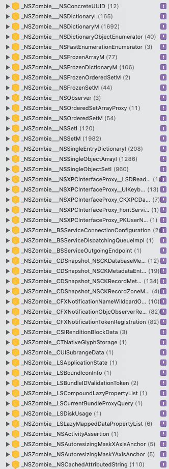 ~500 nszombie warnings on xcode memory graph from ios 13 application