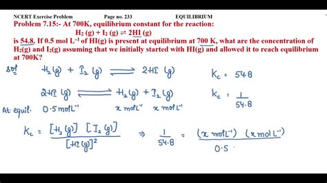 At 700k Equilibrium Constant For The Reaction H2 G I2 G ⇌ 2hi