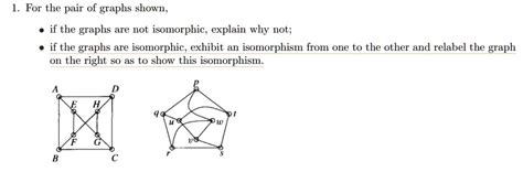 Solved For The Pair Of Graphs Shown If The Graphs Are Not Isomorphic