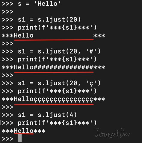 python string rjust and ljust journaldev