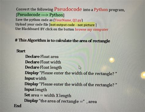 solved convert the following pseudocode into a python