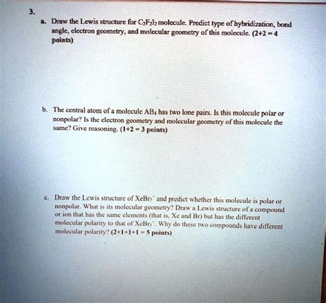Solved Draw The Lewis Structure For Czfzlz Molecule Predict Type