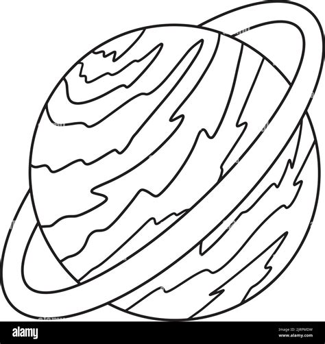 Planeta Saturno Página De Colorear Aislada Para Niños Imagen Vector De