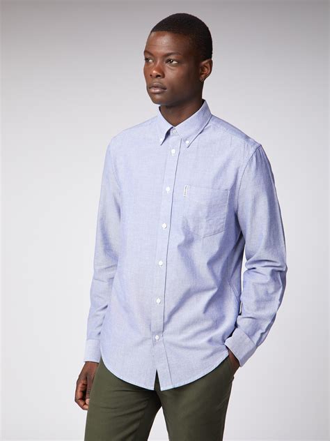Mens Blue Long Sleeve Oxford Shirt Ben Sherman Est 1963