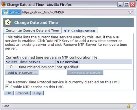 how to synchronize hmc clock with a network time protocol ntp time server