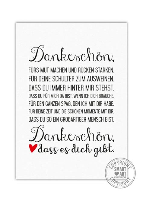 Dankeschön Smart Art Kunstdrucke Geschenk Freundin Familie Etsy