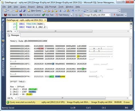 data pages and the row offset array