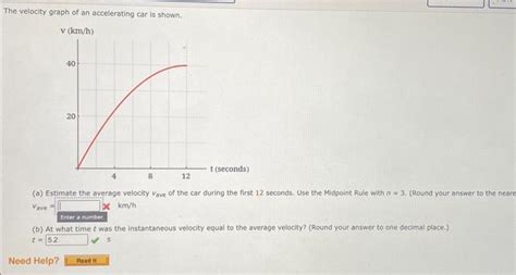 Solved The Velocity Graph Of An Accelerating Car Is Shown