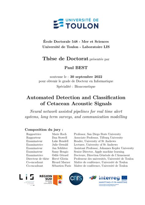 Pdf Automated Detection And Classification Of Cetacean Acoustic Signals