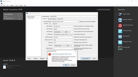 ssh connecting to vagrant box with mysql workbench stack overflow