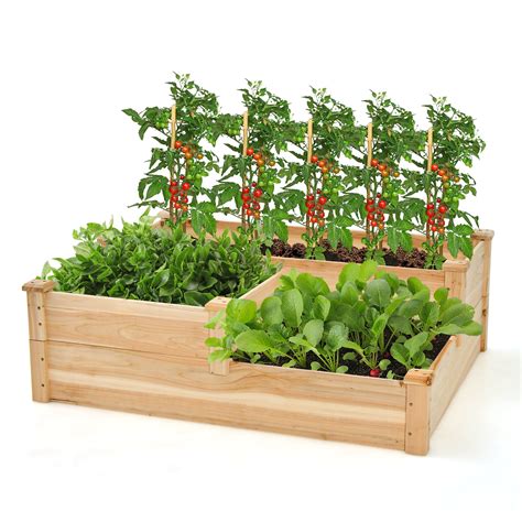 Costway 3 Tier Wooden Raised Garden Bed Elevated Flower Planting Box