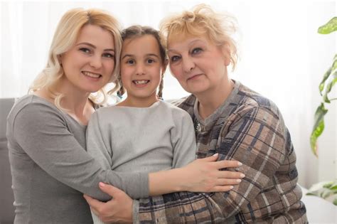 Premium Photo Three Generations Of Women Beautiful Woman And Teenage