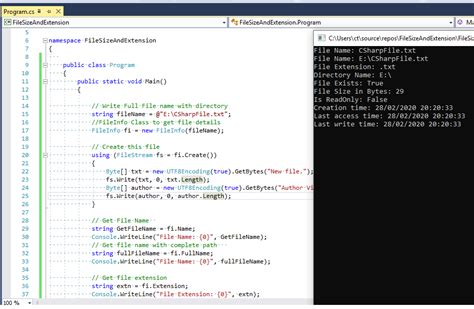 how to get file extension or file size in c code with example