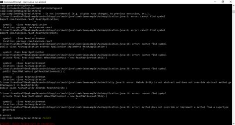 problem in ejecting the react native project npm run