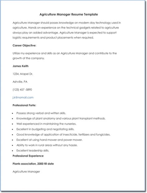 20 Agricultural Cv And Resume Templates Best Samples And Formats