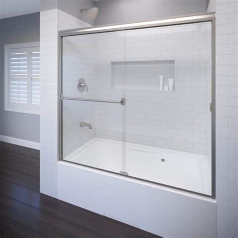 Basco Classic 60 In X 57 In Semi Frameless Sliding Bathtub Door In