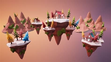 floating islands 3d model vr ar ready cgtrader