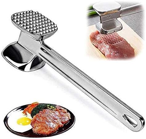 Meat Tenderizer Stainless Steel Hammer Heavy Duty Double Sided Minced