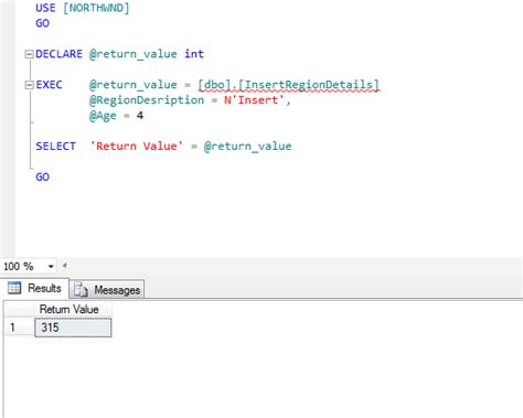 sql server stored procedure insert record and return identity column