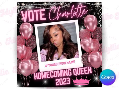 Homecoming Queen Flyer Diy Vote For Me Election Social Media