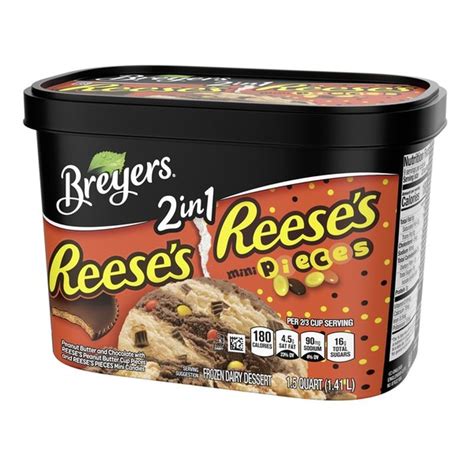 Breyers Frozen Dairy Dessert 2in1 Reeses Reeses Pieces 1 5 Qt From