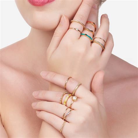 Buy Zaveri Pearls Gold Tone Contemporary Stackable Rings Set Of 15 Online