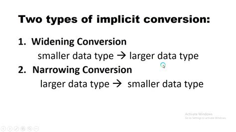 type conversion implicit type conversion explicit type conversion