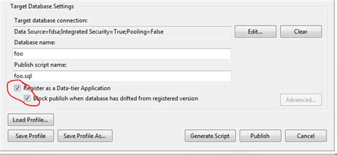sql server registering a ssdt database project as a data