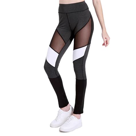 Jocoo Jolee Mesh Patchwork Leggings Women Spring Polyester High Waist