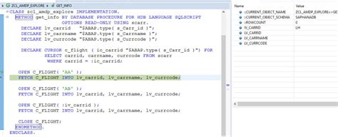 hana sql cursor sapcodes