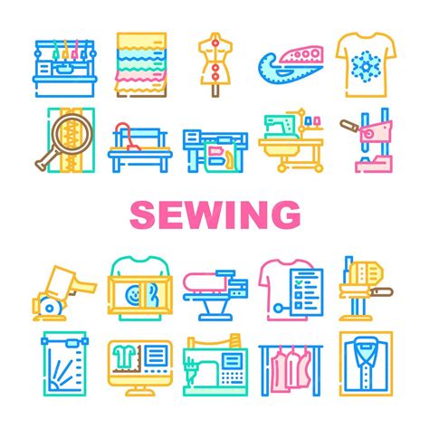 Premium Vector Factory Sewing Sew Machine Icons Set Vector Tailor