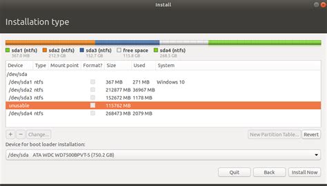 installation error ubuntu partitioning on disk shared with windows 10