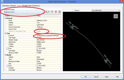 custom label style for alignment which shows slope from