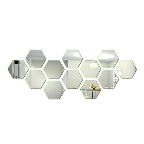 12pcs Diy Mirror Wall Sticker Hexagonal Mirror Self Adhesive Mirror