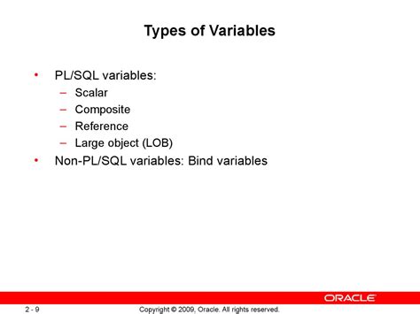 declaring pl sql variables lecture 2 презентация онлайн