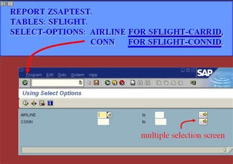 defining selection screen in abap