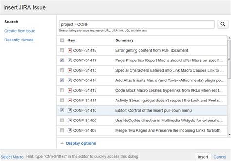 insert the jira issues macro confluence cloud atlassian support