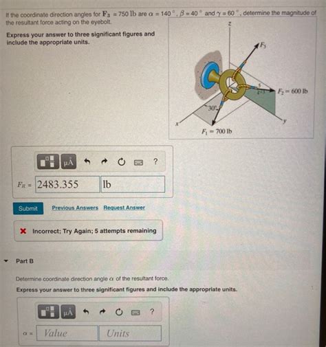 Solved If The Coordinate Direction Angles For F3 750 Lb