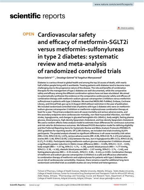 Pdf Cardiovascular Safety And Efficacy Of Metformin Sglt2i Versus
