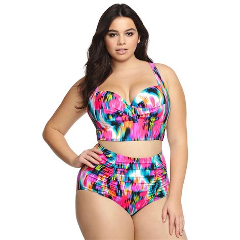 2017 Sexy Printed Plus Size Women Low Waist Bikini Set Brazilian Big